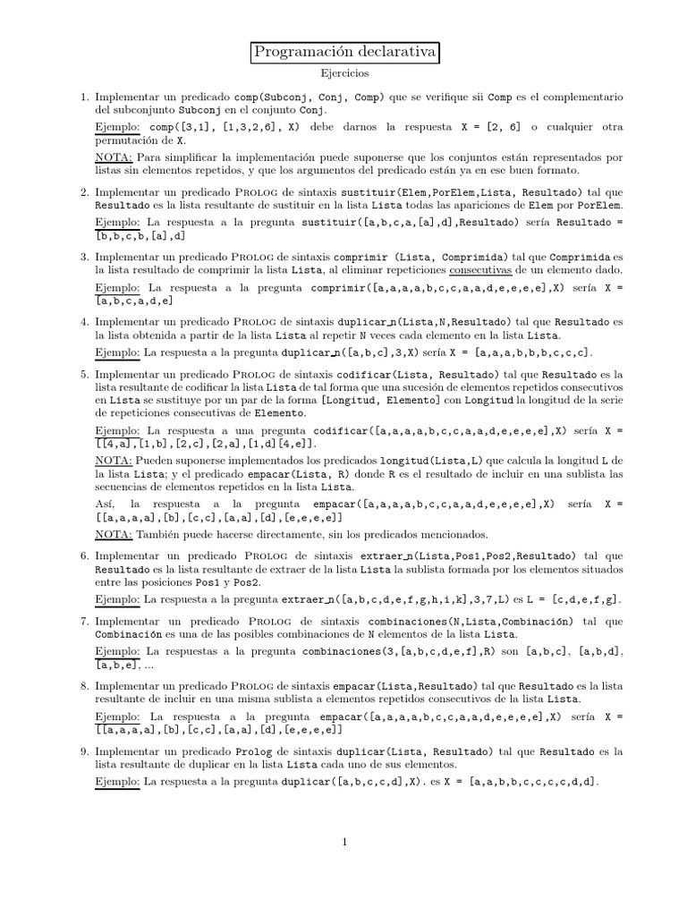 Ejercicios Prolog | PDF | Sintaxis | Áreas de informática