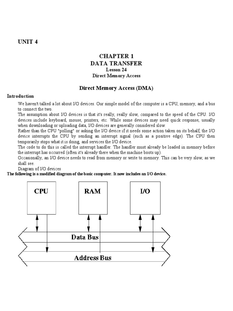 Unit 4 Data Transfer: Direct Memory Access (DMA) | Download Free PDF ...