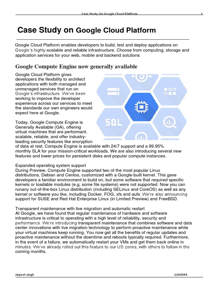 Case Study On Google Cloud Platform | PDF | Cloud Computing | System Software