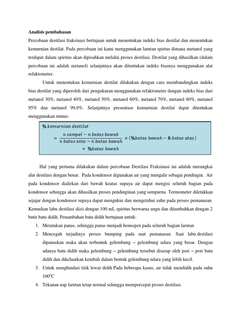 Destilasi Fraksinasi Metanol | PDF