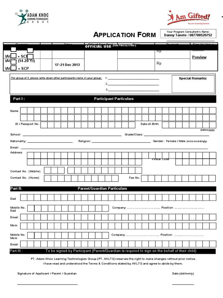 IAG Program Application Form | PDF | Career & Growth