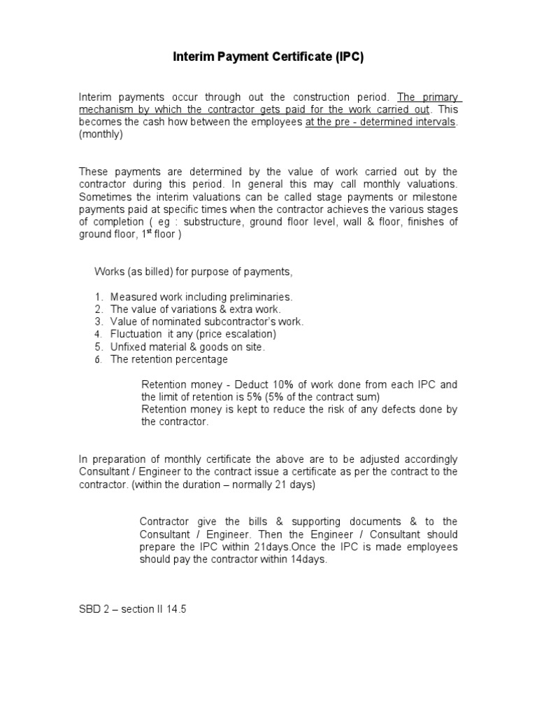 Interim Payment Certificate Preparation Guide | PDF | Economies ...