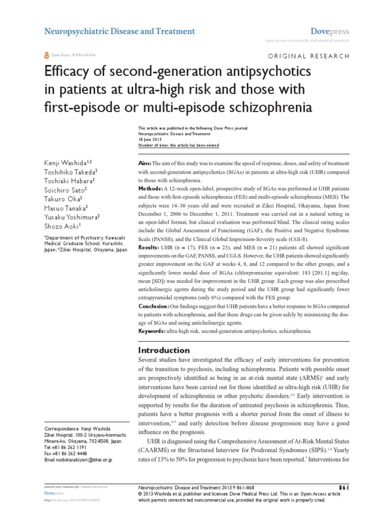 NDT 45697 Efficacy of Second Generation Antipsychotics in Patients at ...