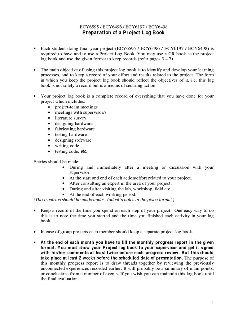 Project Log Book Guidelines | PDF | Logarithm | Source Code