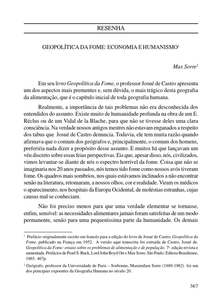 Resenha - A Geografia Da Fome | PDF | Geografia | Fome