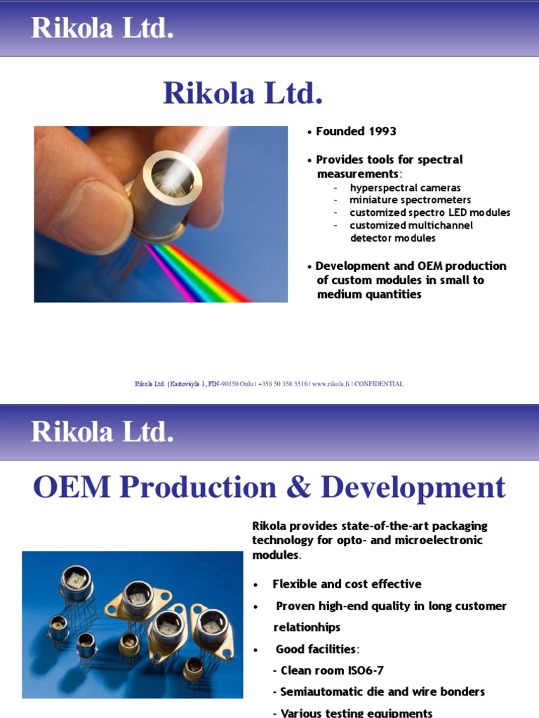 Rikola LTD.: - Founded 1993 - Provides Tools For Spectral | PDF | Light ...
