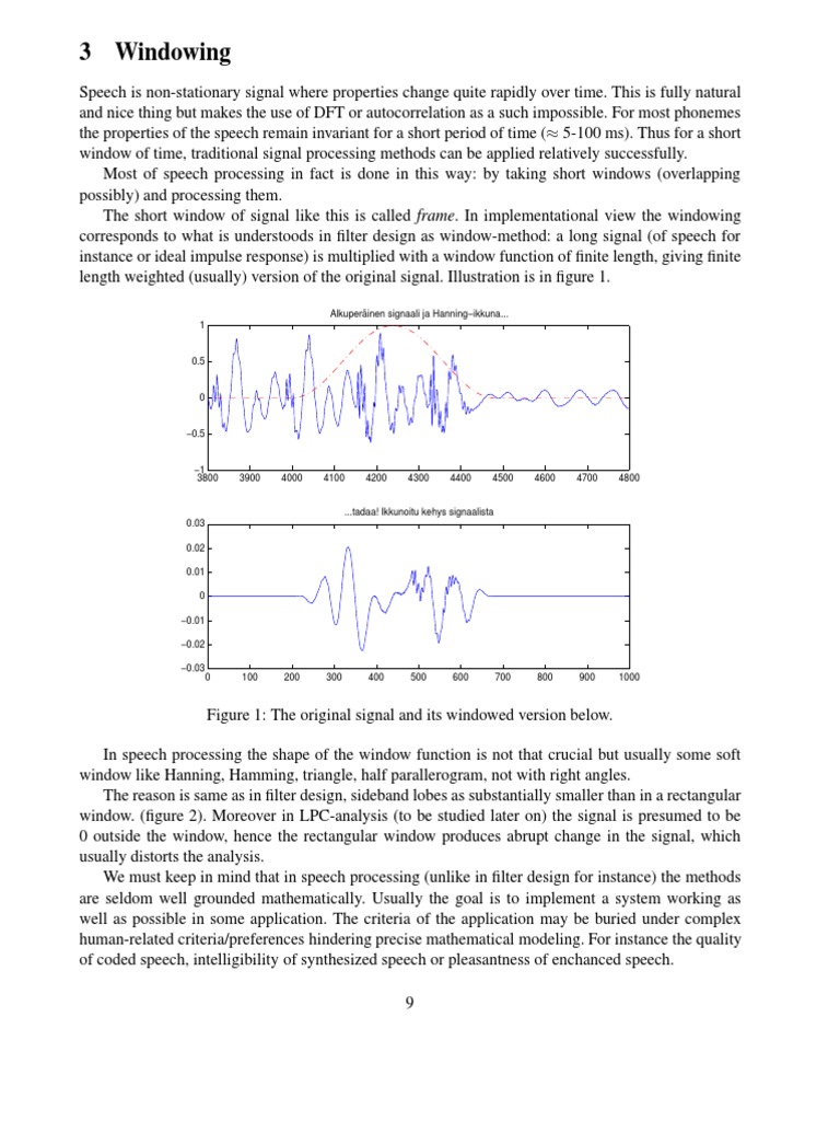 Speech Signal Windowing Techniques | PDF | Algorithms | Electrical ...
