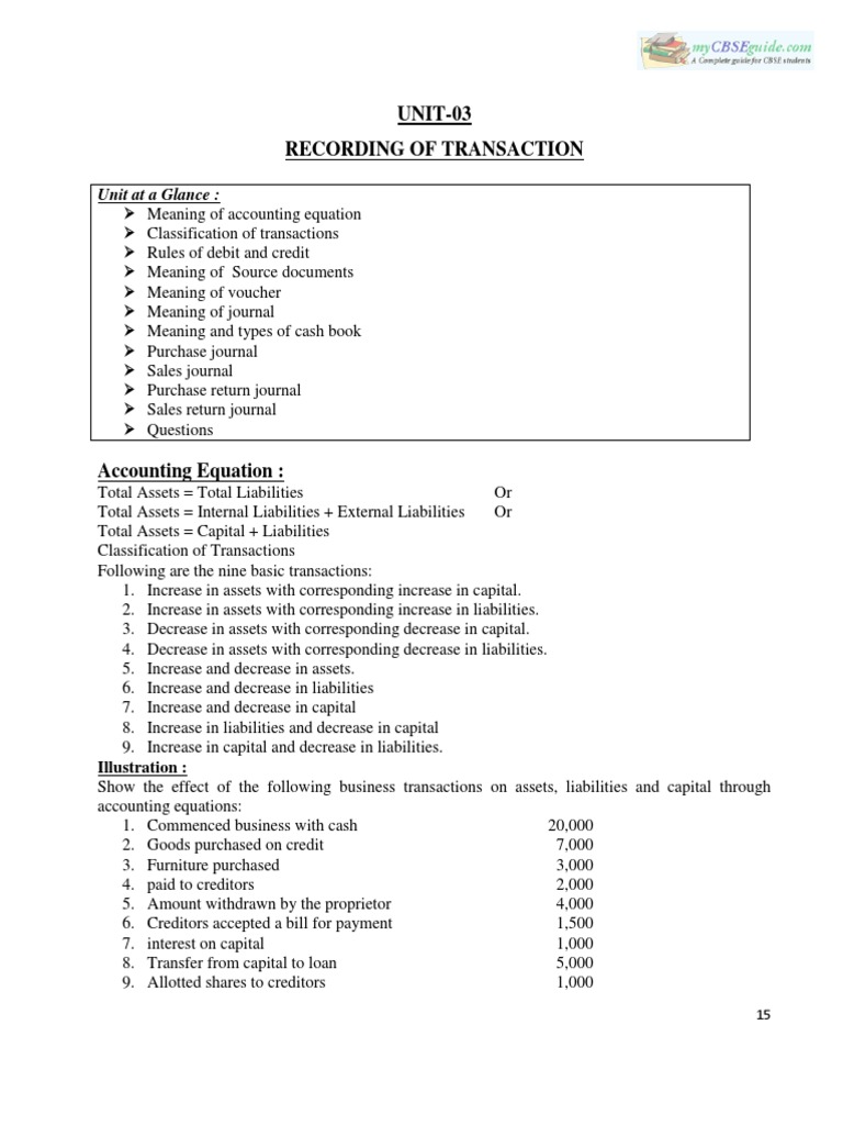 11 Accountancy Notes Ch03 Recording of Transactions 02 | PDF