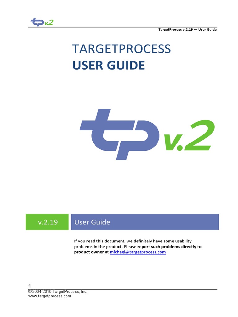 TargetProcess v2 User Guide | PDF | User (Computing) | Software Bug