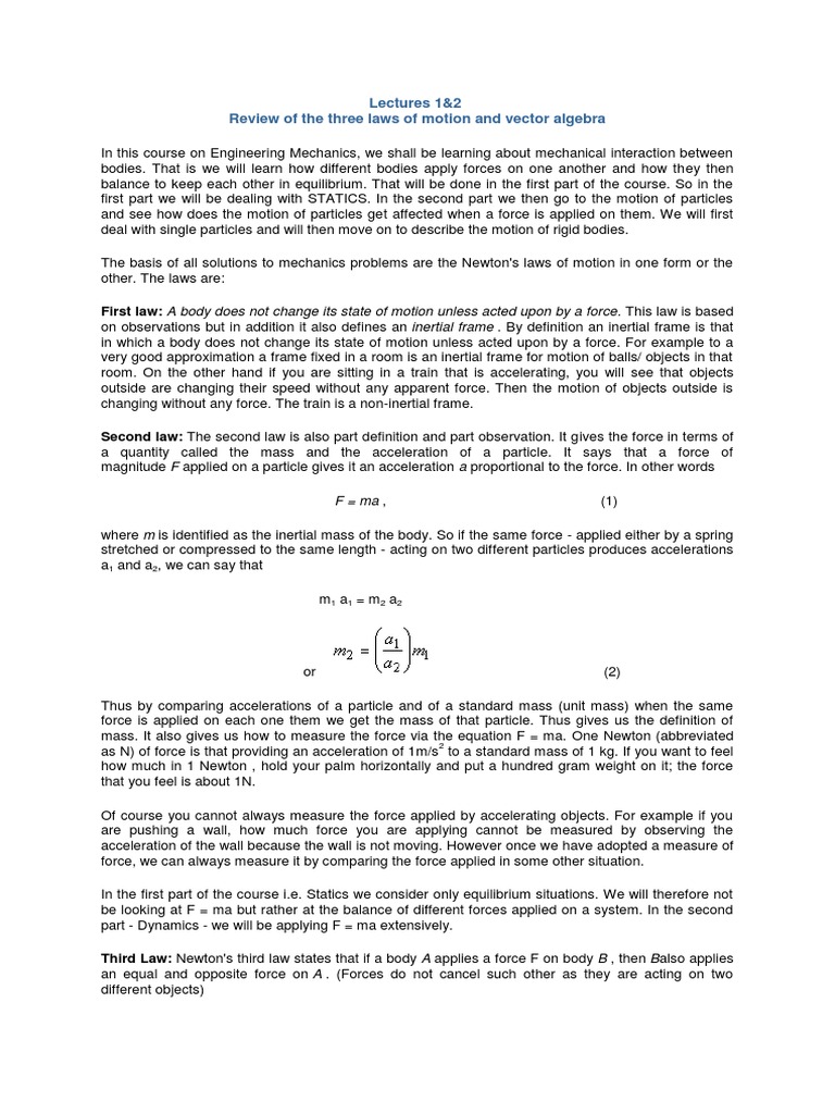Engg Mechanics | PDF | Euclidean Vector | Force