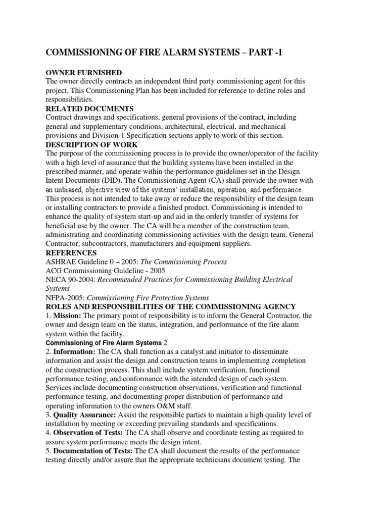 Commissioning of Fire Alarm Systems - Part - 1 | PDF | Verification And ...