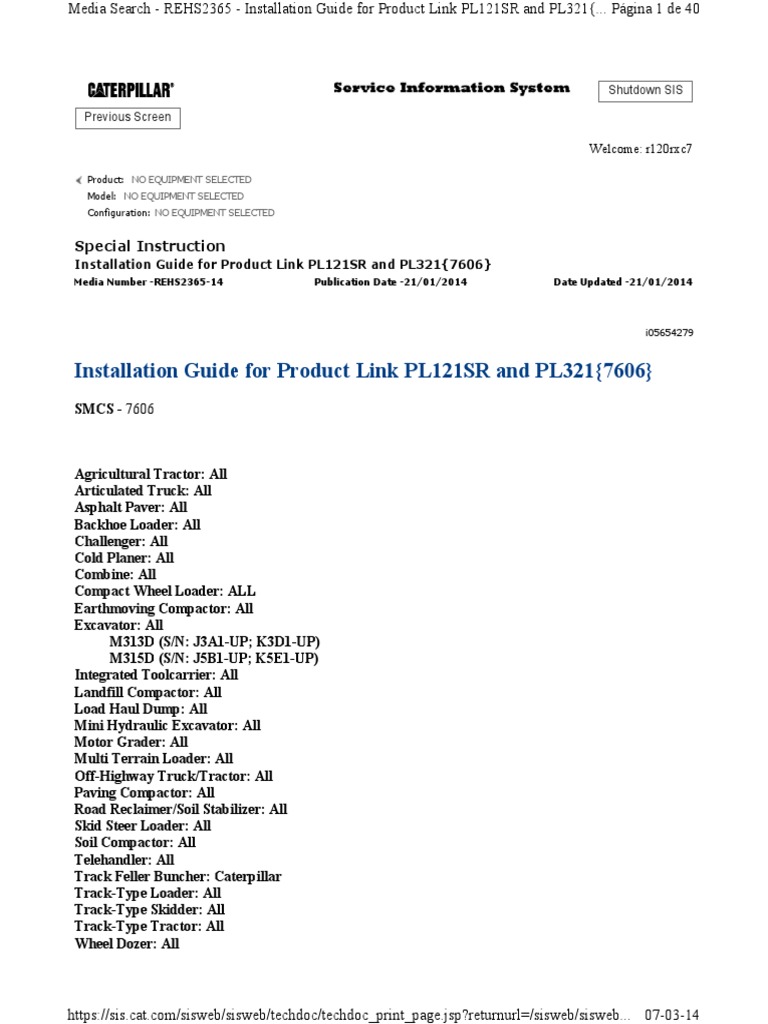 Installation Guide For Product Link PL121SR and PL321 (7606) : Shutdown ...