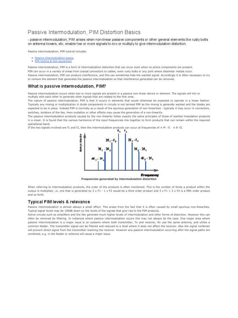 Passive Intermodulation Basics Pdf Distortion Passivity Engineering