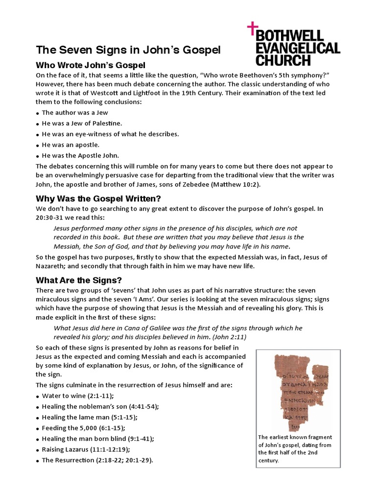 Signs in John's Gospel | PDF | Gospels | Ancient Christian Texts