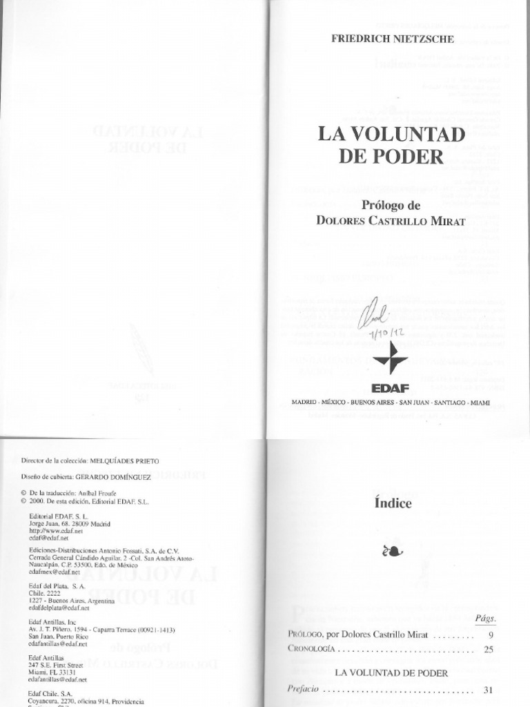 Prólogo de La Voluntad de Poder Nietzsche | PDF