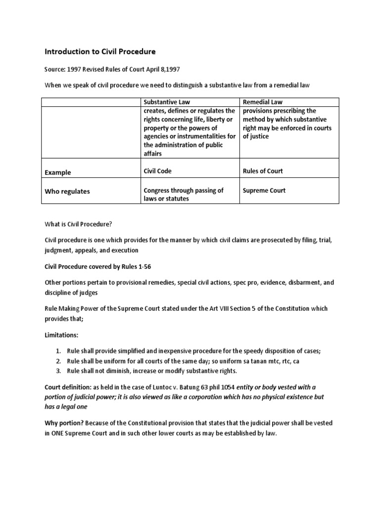 Civil Procedure Basics & Court Structure | PDF | Social Science