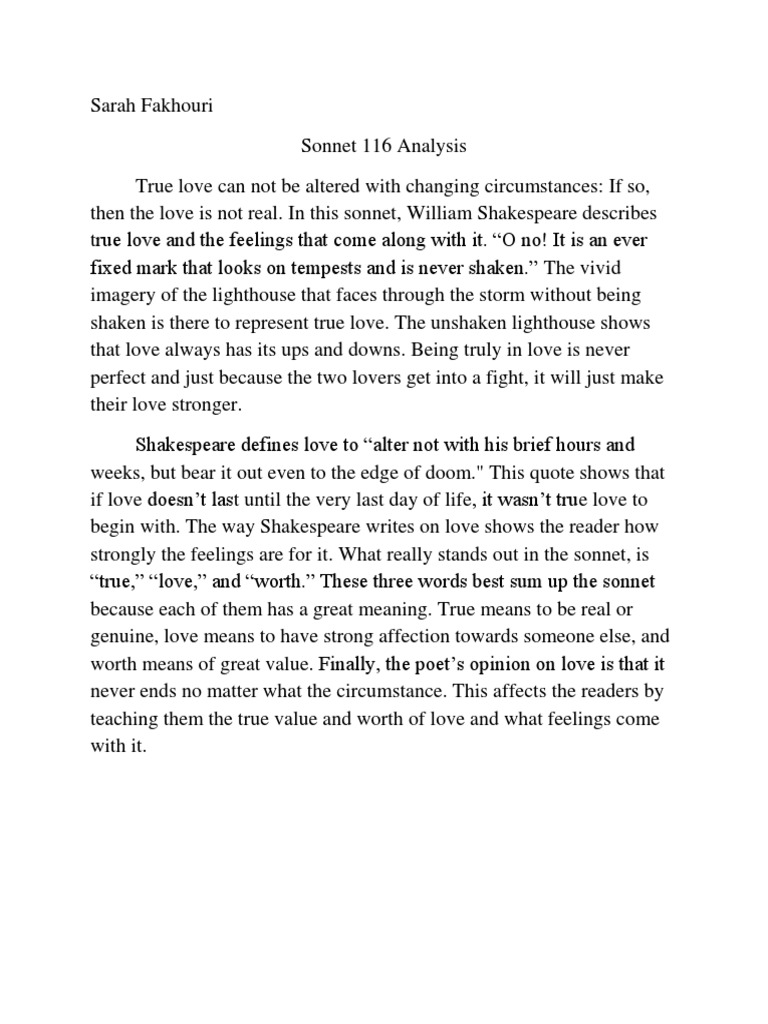 Sonnet 116 Analysis | PDF