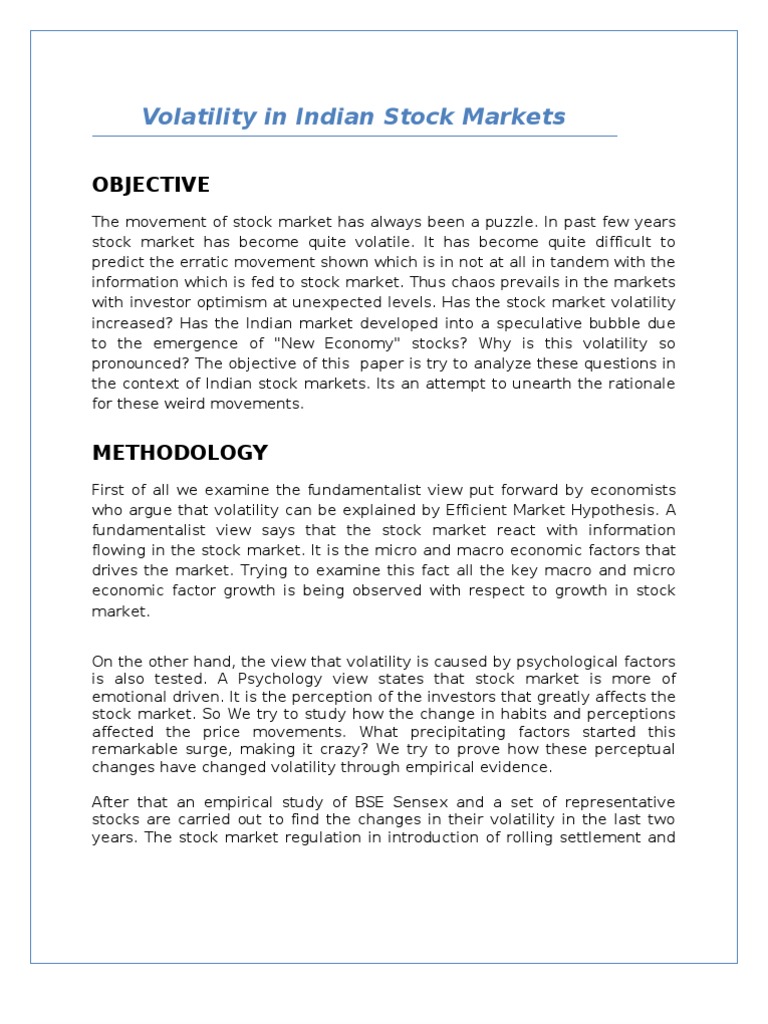 Analyzing Volatility in Indian Stocks | PDF | Stock Market | Volatility ...