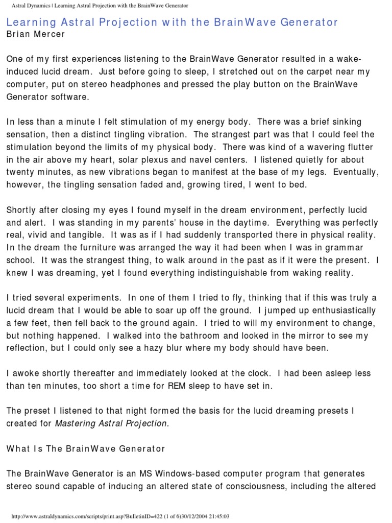 Astral Dynamics Learning Astral Projection With The Brainwave Generator ...