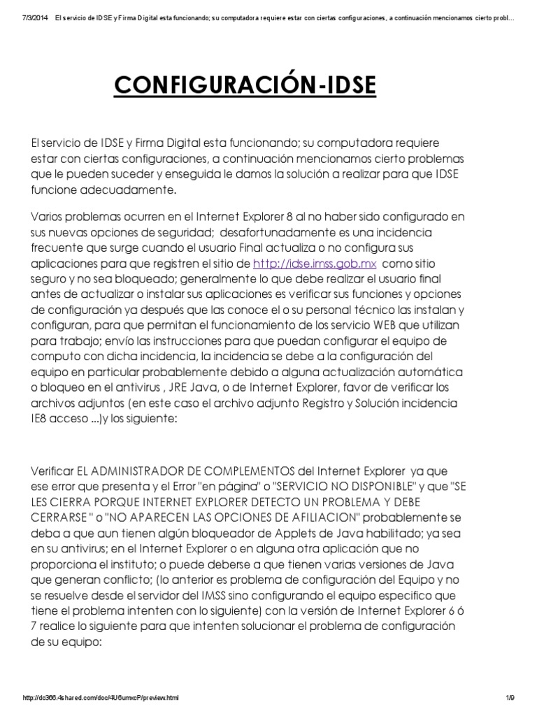 Configuración IDSE en IE8 y Java | PDF | explorador de Internet | Java (lenguaje de programación)