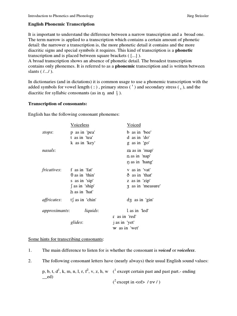 Transcription | PDF | Consonant | Phonology