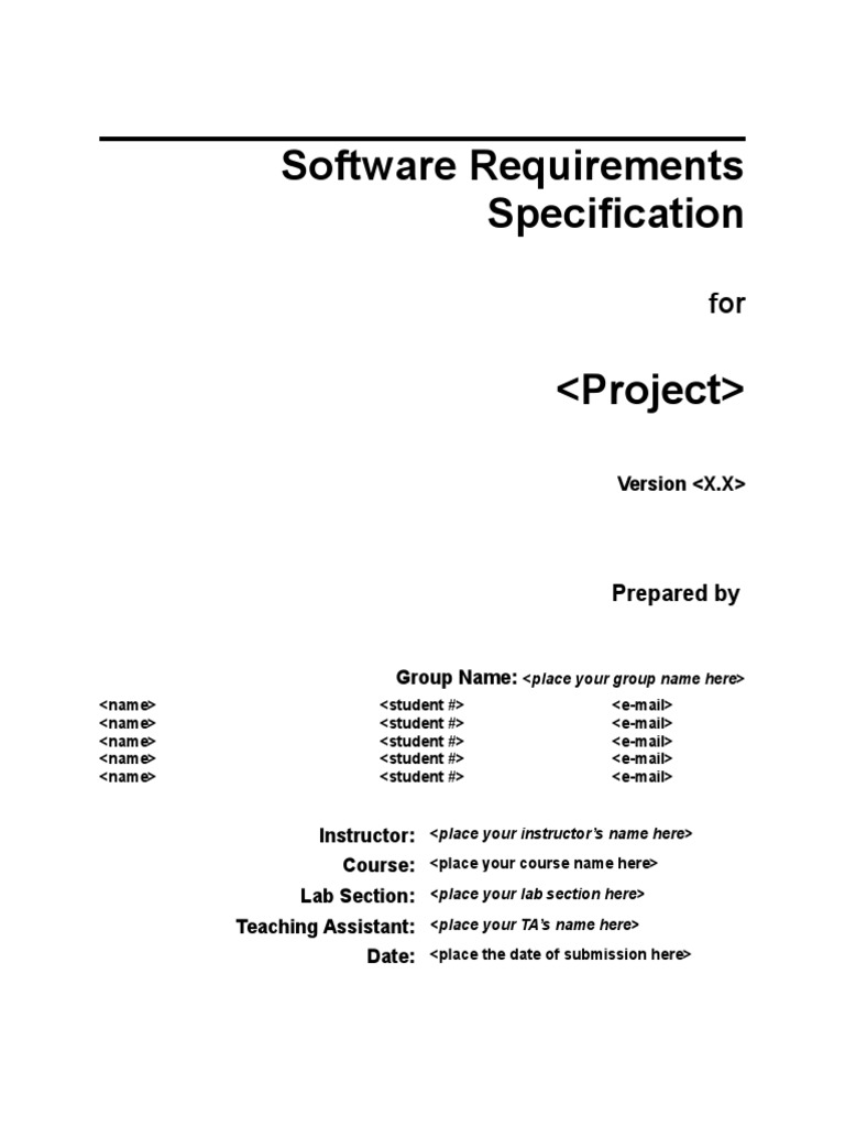 Defining the Vision: A Software Requirements Specification Document ...