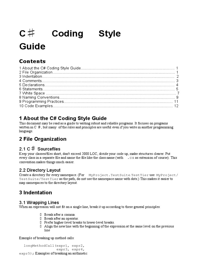 Sharp Develop Coding Style | PDF | Bracket | Letter Case