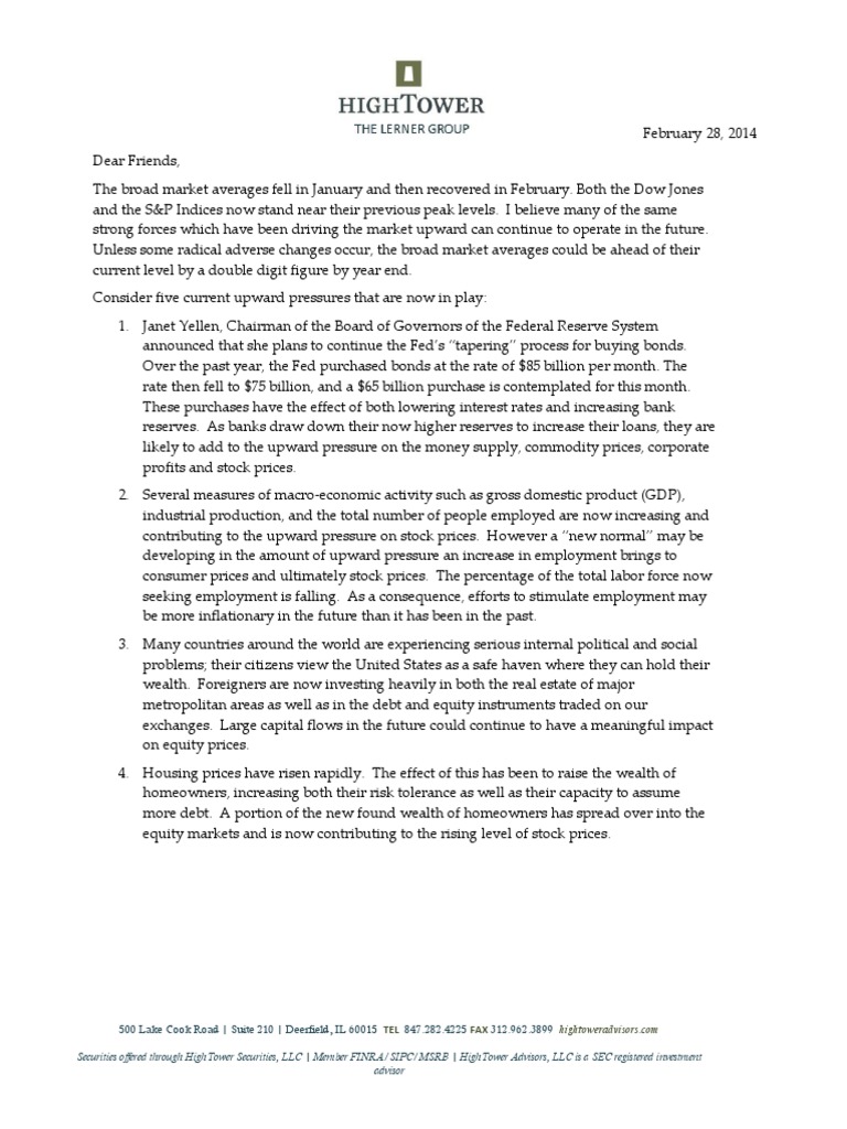 March Monthly Letter | PDF | Stock Market | Federal Reserve