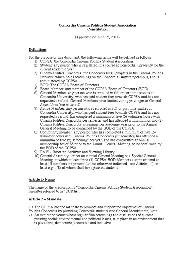 CCPSA Constitution | PDF | United Nations General Assembly | Board Of ...