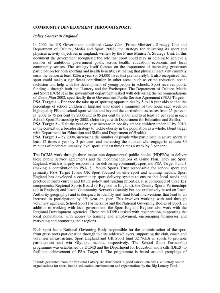 Community Development Through Sport. | PDF | Community | Sports