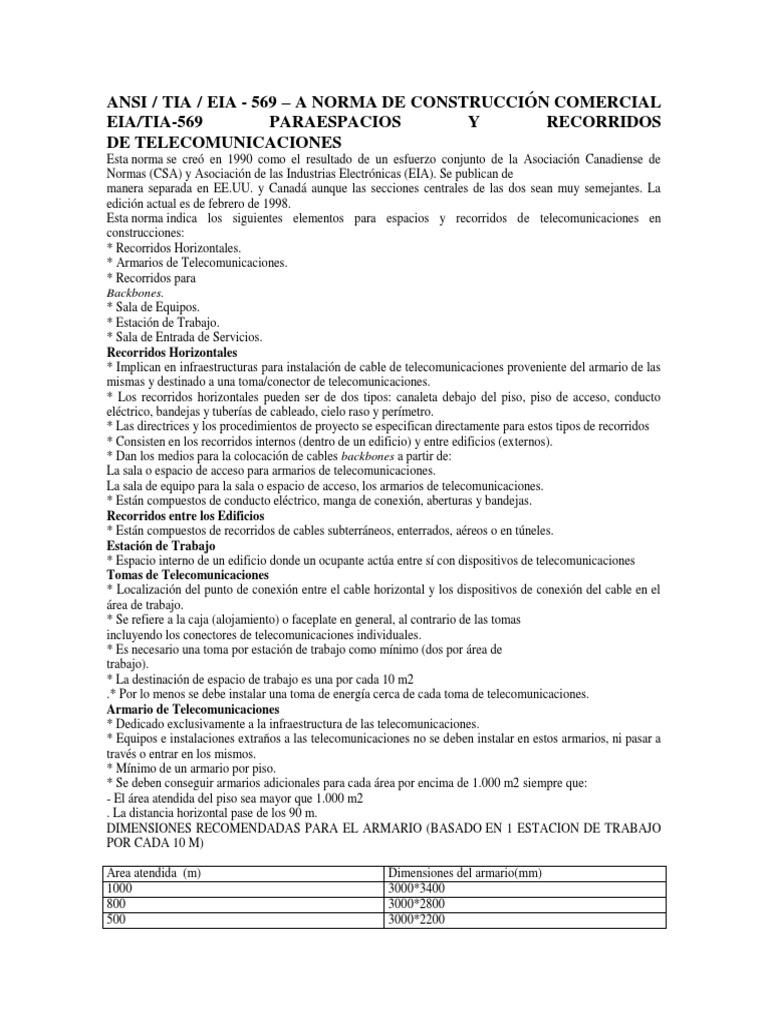 Ansi Tia Eia - 569 Norma | PDF | Telecomunicación | Electricidad