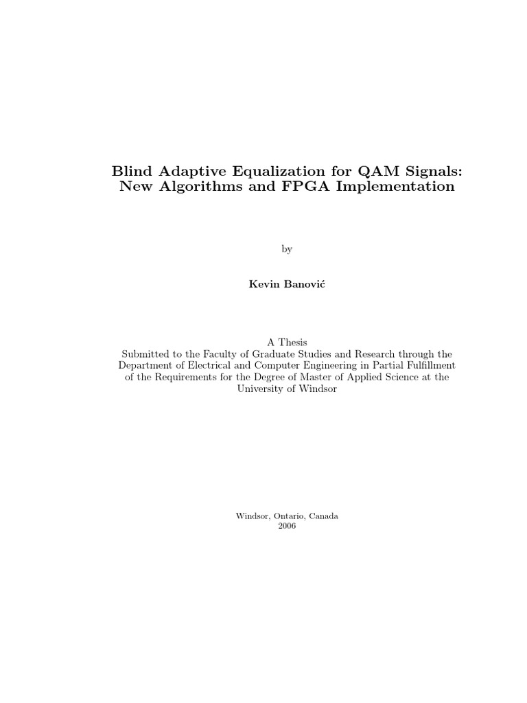 Blind Adaptive Equalization For QAM Signals: New Algorithms and FPGA Implementation | PDF ...