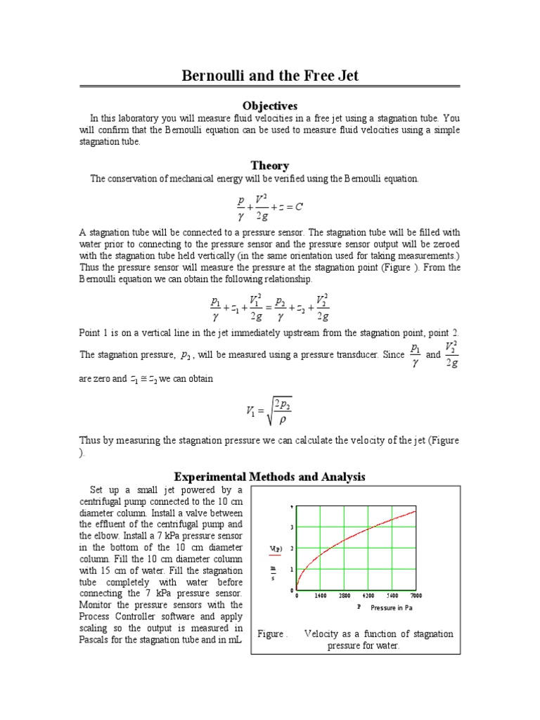Bernoulli's Equation in Free Jet Analysis | PDF | Pressure | Fluid Dynamics