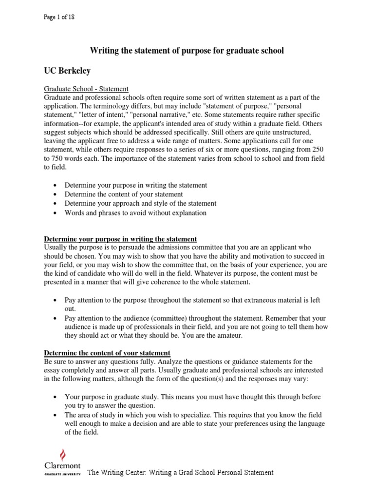 Graduate School Personal Statement Guide | PDF | Graduate School | Essays