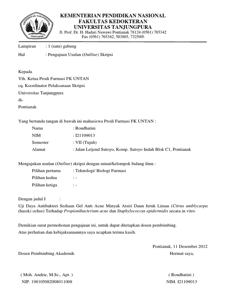 Surat Pengajuan Skripsi Komplit | PDF