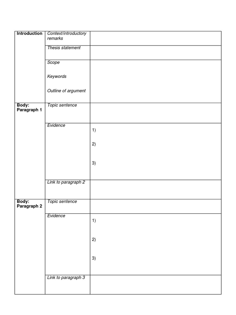 Essay Plan Template for University | PDF | Language Arts & Discipline ...
