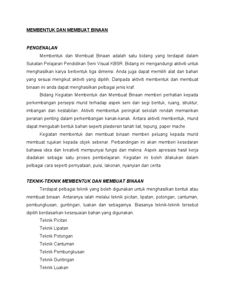 Pengenalan Membentuk Dan Membuat Binaan | PDF | Griya & Taman