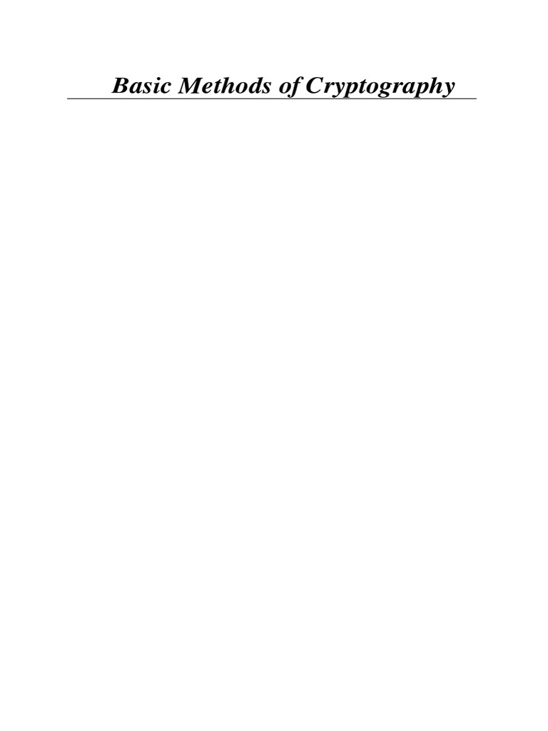 Basic Methods of Cryptography | PDF | Cryptography | Key (Cryptography)
