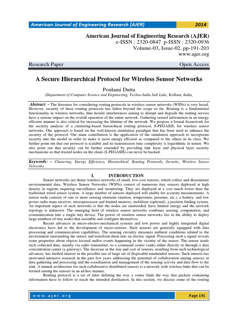 A Secure Hierarchical Protocol For Wireless Sensor Networks | PDF | Wireless Sensor Network ...