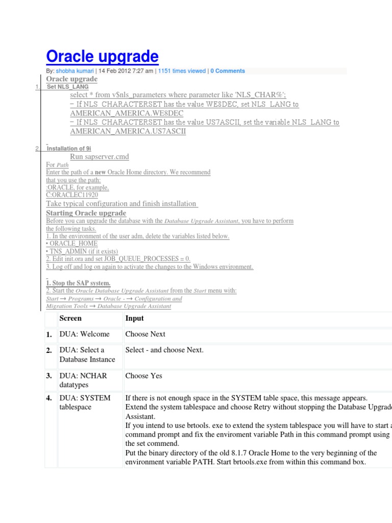 Sap Oracle Upgrade | PDF | Oracle Database | Windows Registry Sap Oracle Upgrade | PDF | Oracle Database | Windows Registry