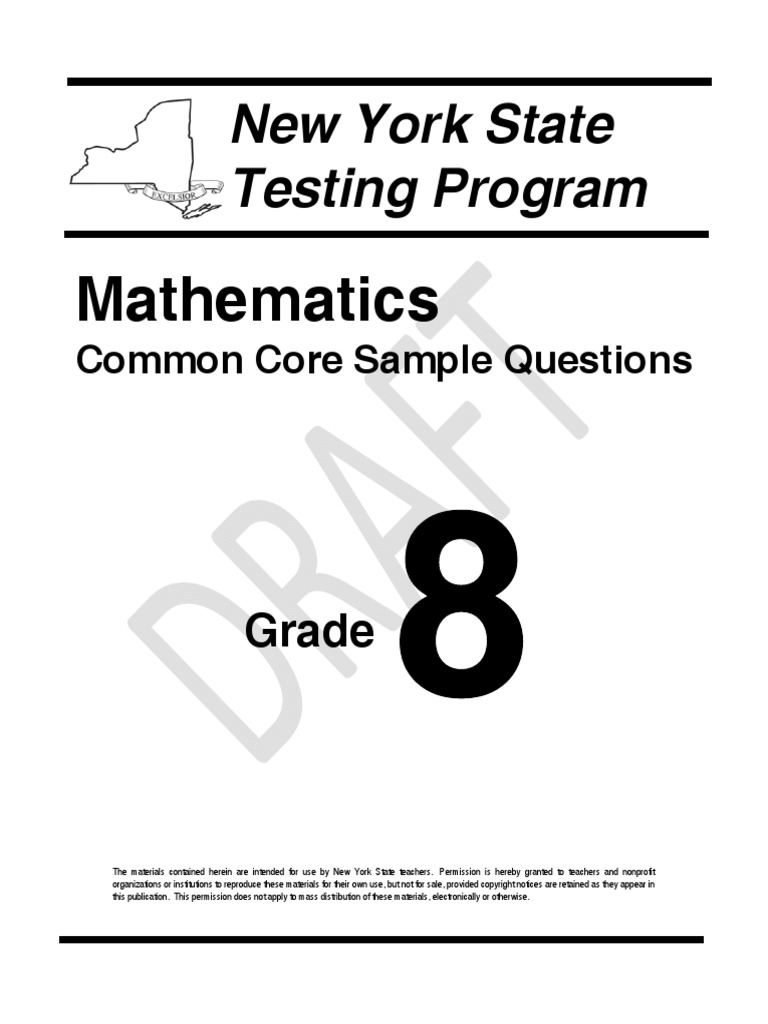 Grade 8 Mathematics Test Examples (NY) | PDF | Common Core State ...