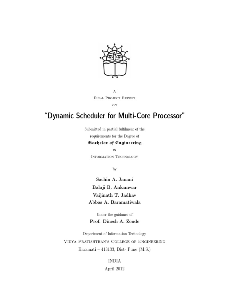 Dynamic Scheduler For Multi Core Processor Final Report All 4 Names Pdf Multi Core