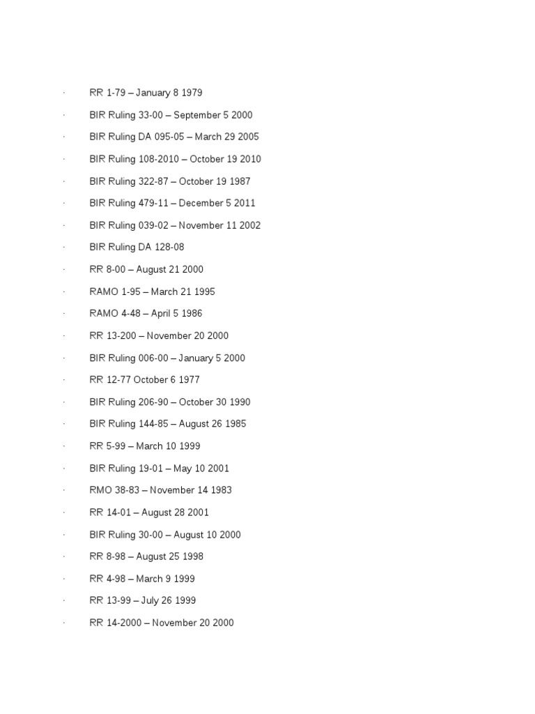 List of BIR Revenue Regulations | PDF
