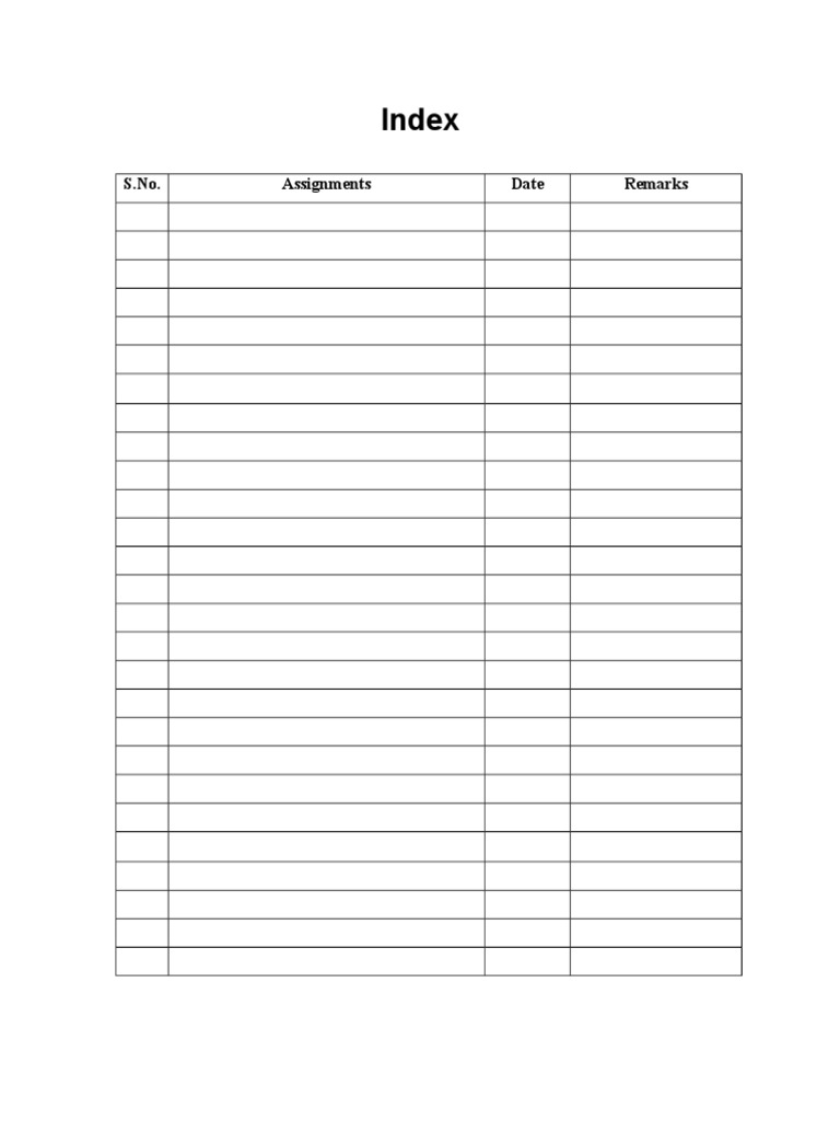 Index: S.No. Assignments Date Remarks | PDF