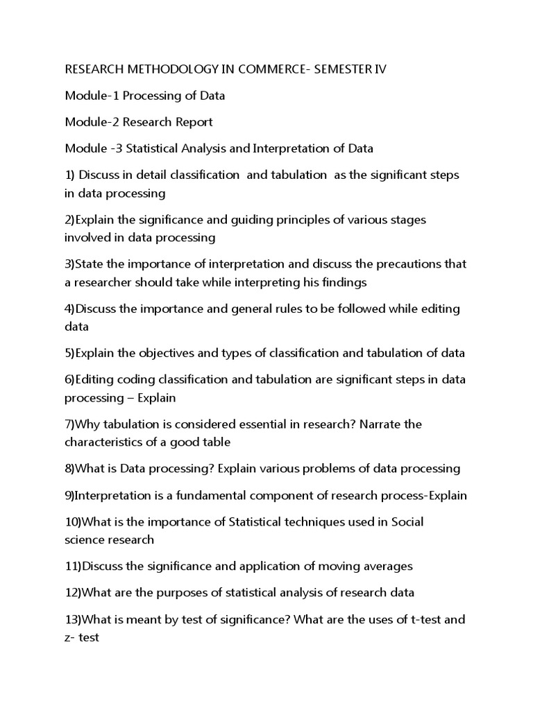Research Methodology in Commerce | PDF | Data | Data Processing