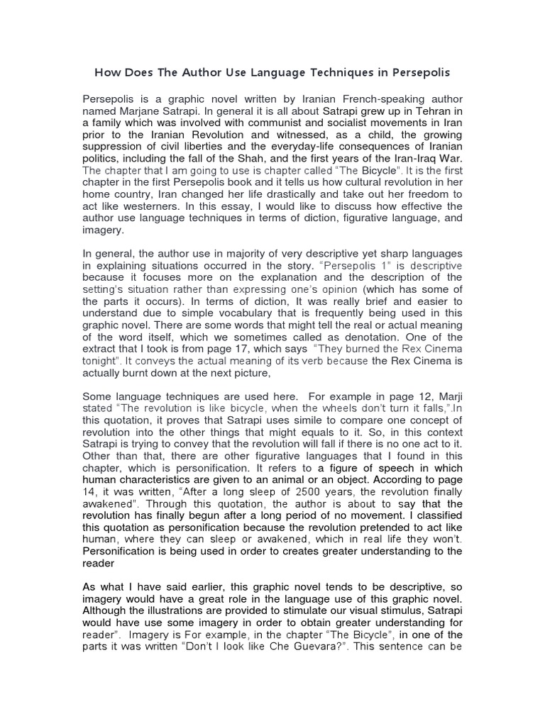 How Does The Author Use Language Techniques in Persepolis | PDF ...