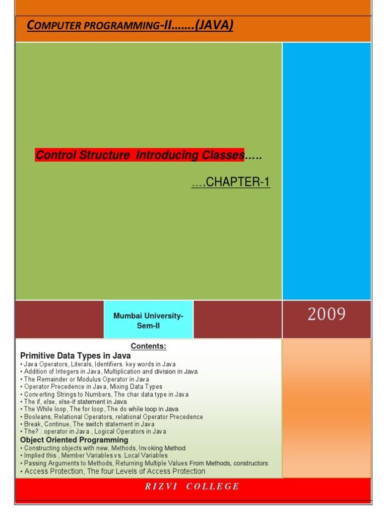 Chapter2 ControlstructureIntroducingclasses | Download Free PDF | Constructor (Object Oriented ...