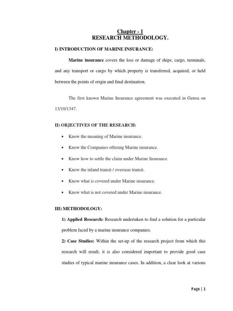 Project On Marine Insurance | PDF | Insurance | Cargo