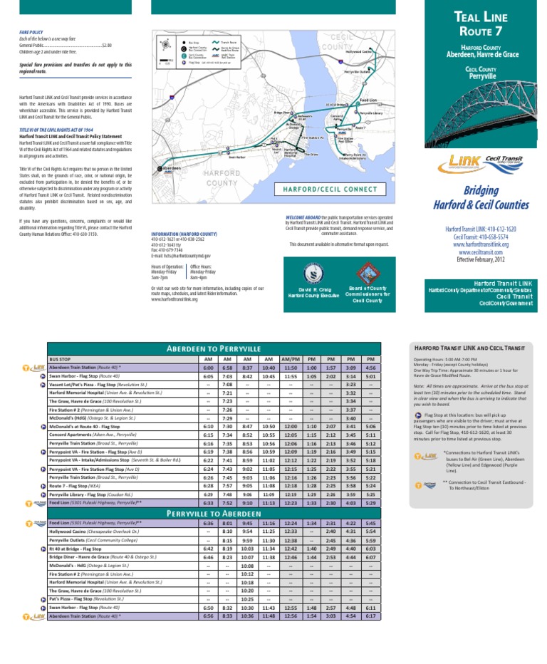 Harford County LINK Teal Line Bus Schedule | Download Free PDF | Public ...