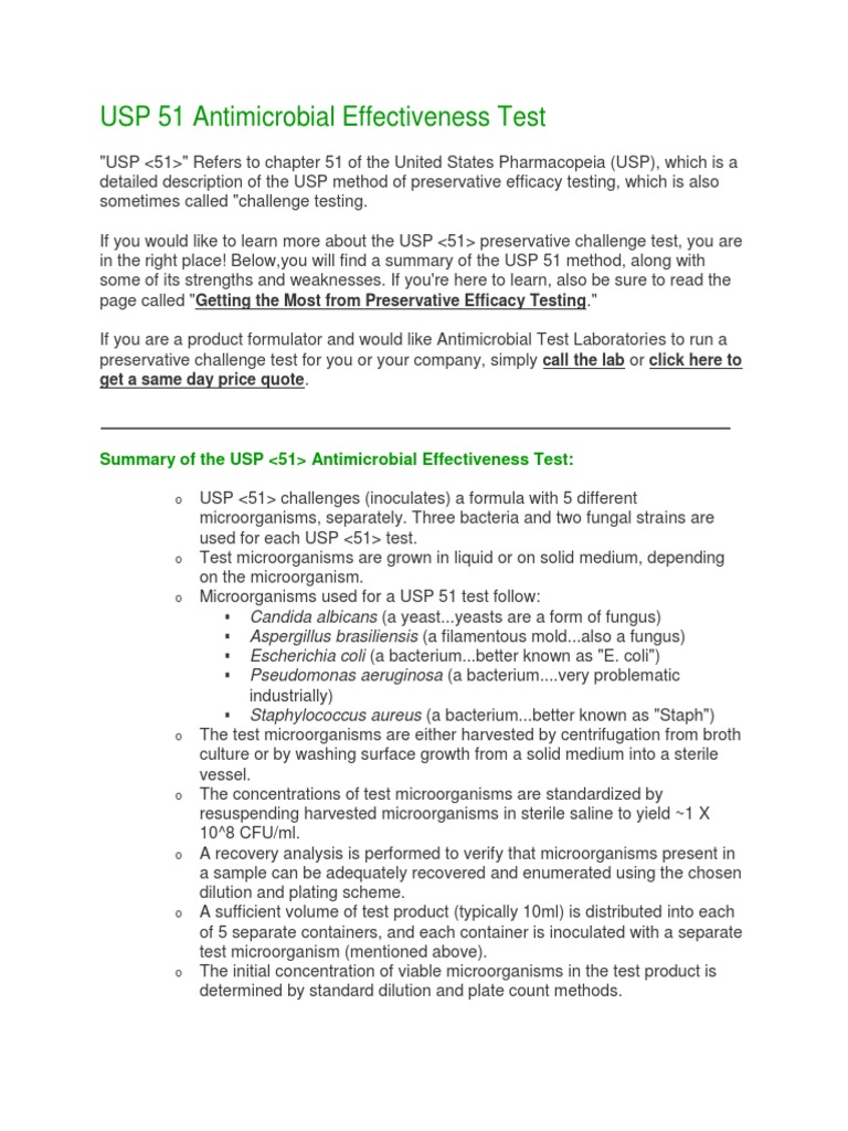 USP 51 Antimicrobial Effectiveness Test | Agar | Growth Medium